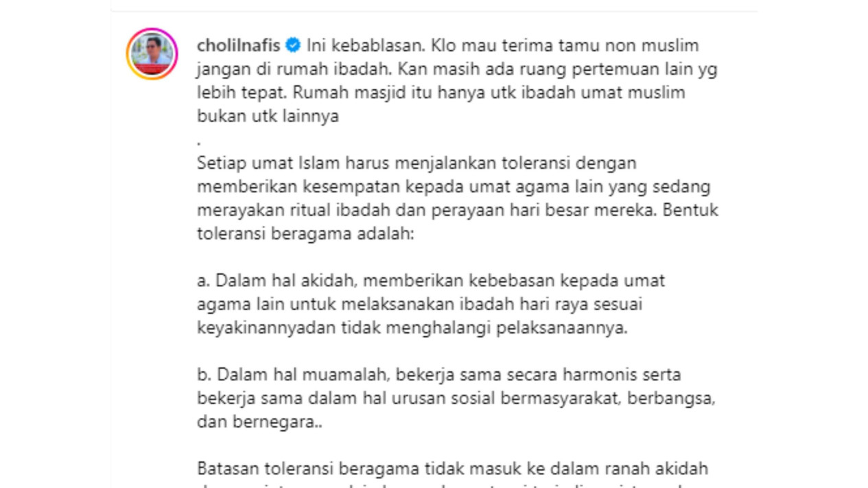 Foto Ketua MUI Cholil Nafis Kritik Masjid yang Terima Puluhan Biksu ... Foto Ketua MUI Cholil Nafis Kritik Masjid yang Terima Puluhan Biksu ...