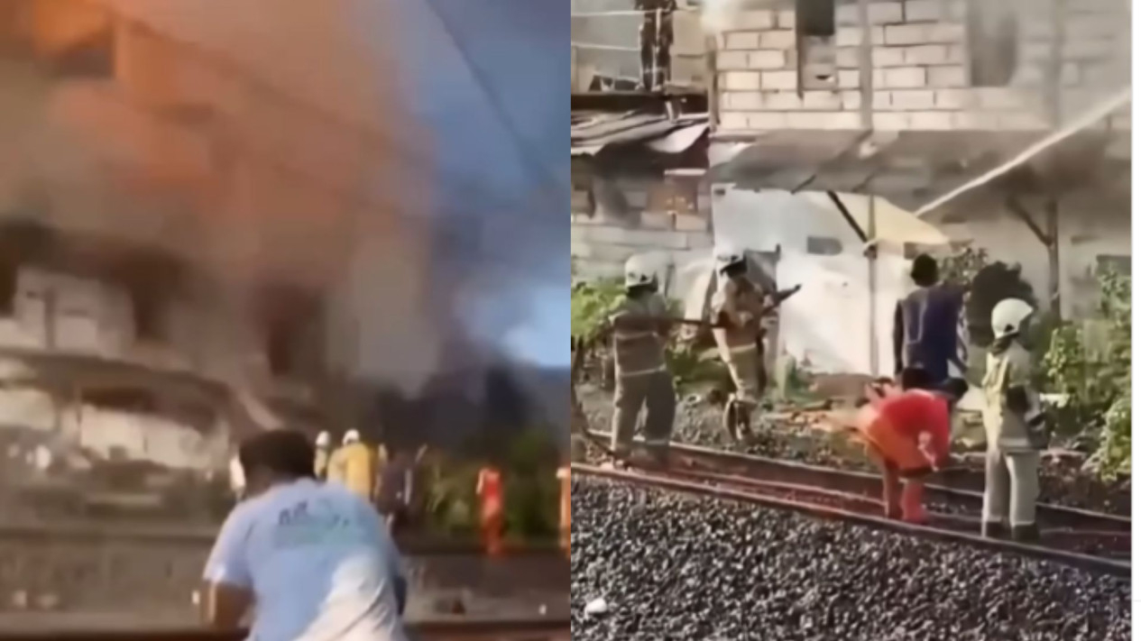 Foto Viral Video Bangunan Terbakar di Grogol Meledak saat Dipadamkan, 6 ...